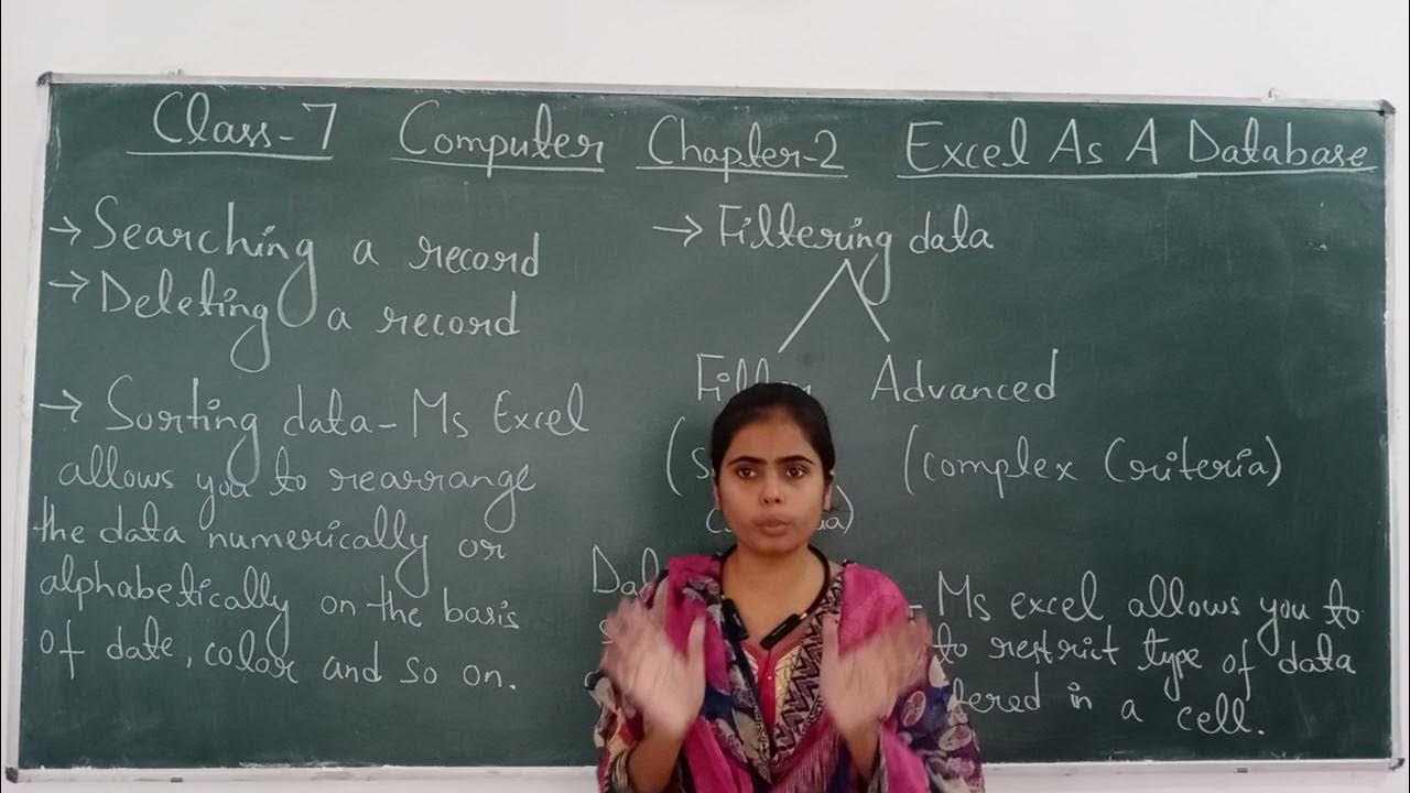 Class- 7th / Computer Chapter-2 ( Excel As A Database ) - YouTube