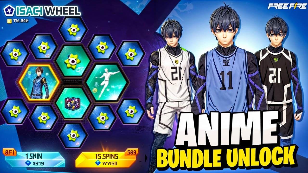 BLUE LOCK🤩ANIME BUNDLE UNLOCK || ISAGI RING EVENT FREE FIRE || FREE ...