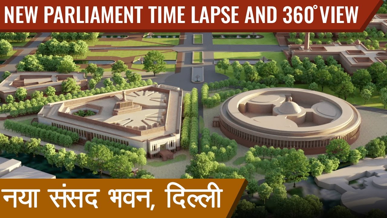 New Parliament Building India 360° video tour and time lapse of ...