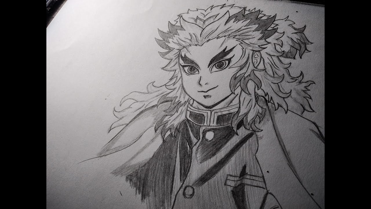 Cara gambar anime Rengoku Kyojuro | Kimetsu no yaiba - YouTube