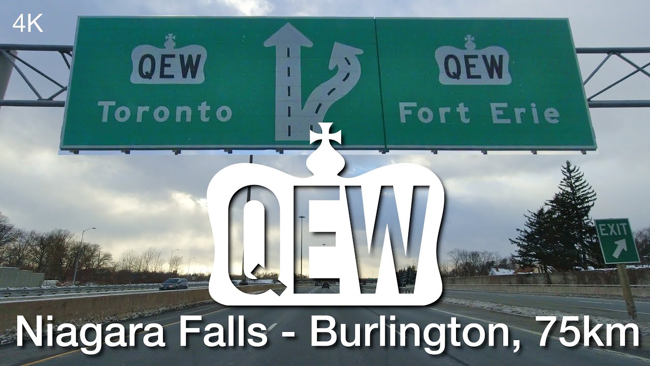 QEW from Niagara Falls to Burlington Ontario with Navigation, 75km ...