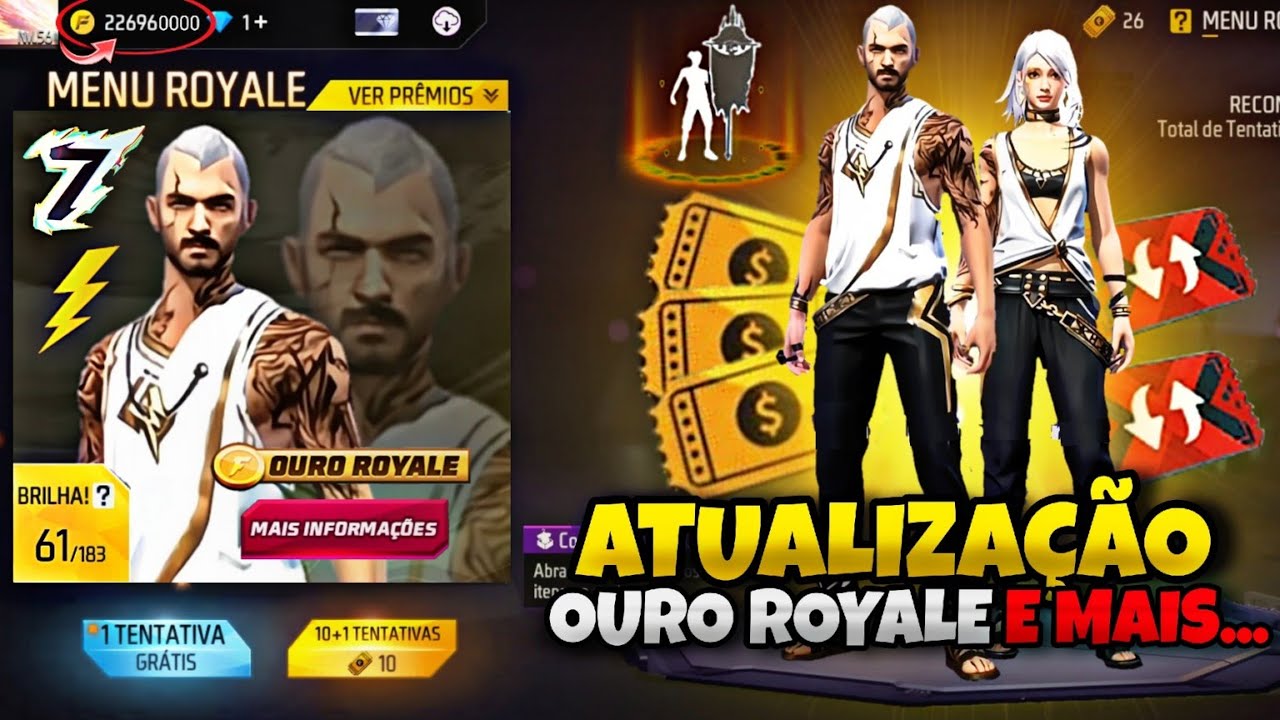 CORREE!! NOVO OURO ROYALE DA ATUALIZAÇÃO, EMOTE BANDEIRÃO E 7 ...