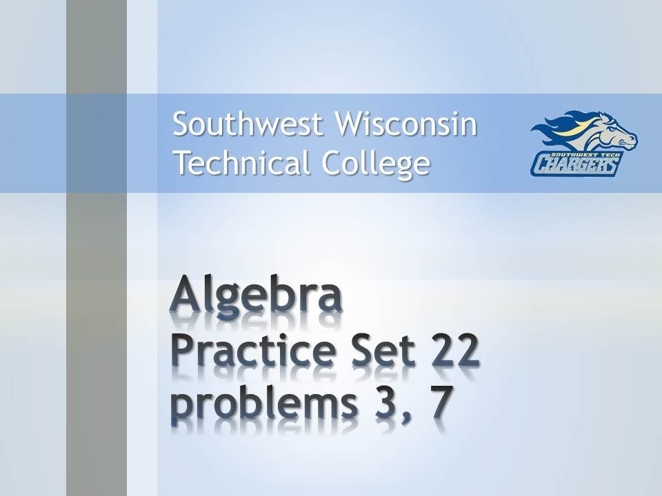 Math Review - Algebra Chapter Practice Set 22 "Review Solving Equations ...