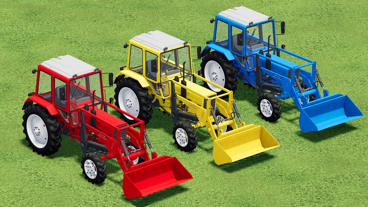 MINI CONVOY OF COLORS! JOHN DEERE TRACTORS GARAGE TRANSPORT & SUGARBEET ...