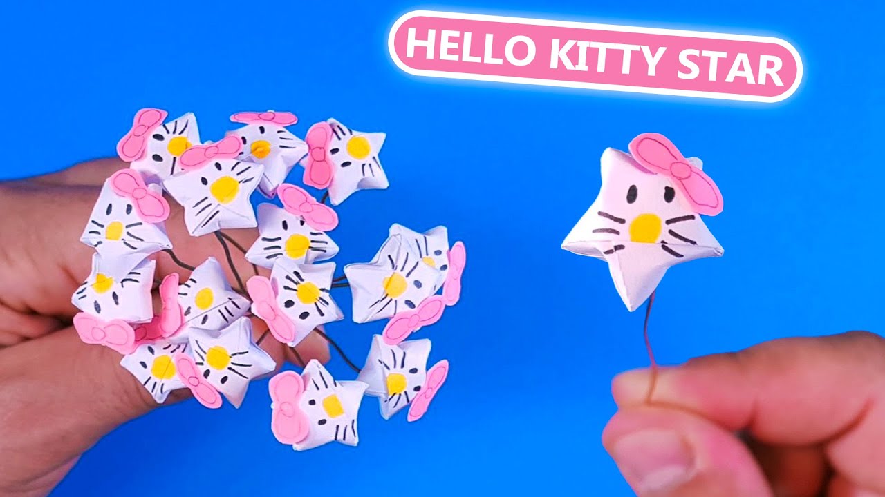 Hello Kitty Origami Star. How to fold Origami Lucky Star. - YouTube