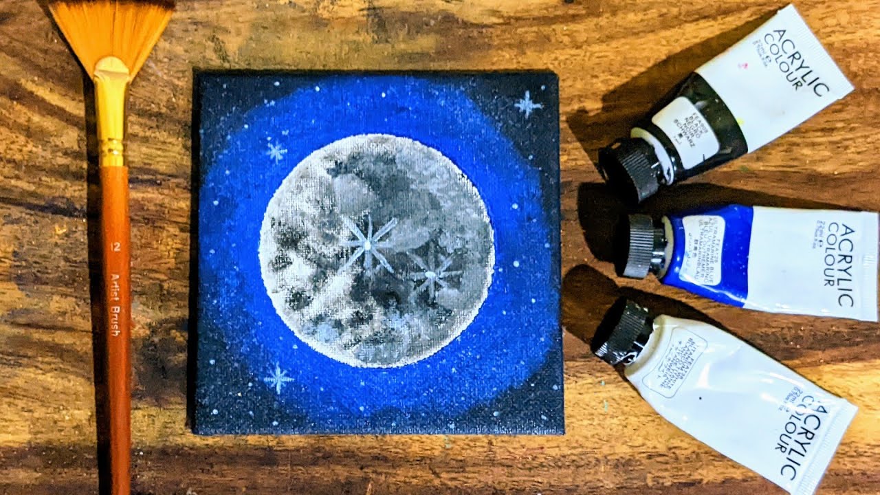 full moon painting | how to paint realistic moon | abstract painting ...