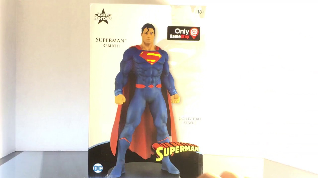 Icon heroes GameStop exclusive Superman Rebirth Statue Review - YouTube