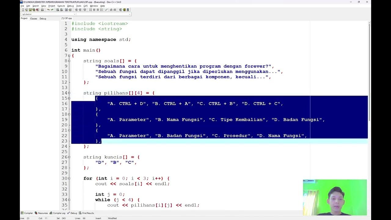 MEMBUAT PROGRAM CBT MENGGUNAKAN C++ | TUGAS AKHIR MATA KULIAH PEMROGRAMAN TERSTRUKTUR - YouTube
