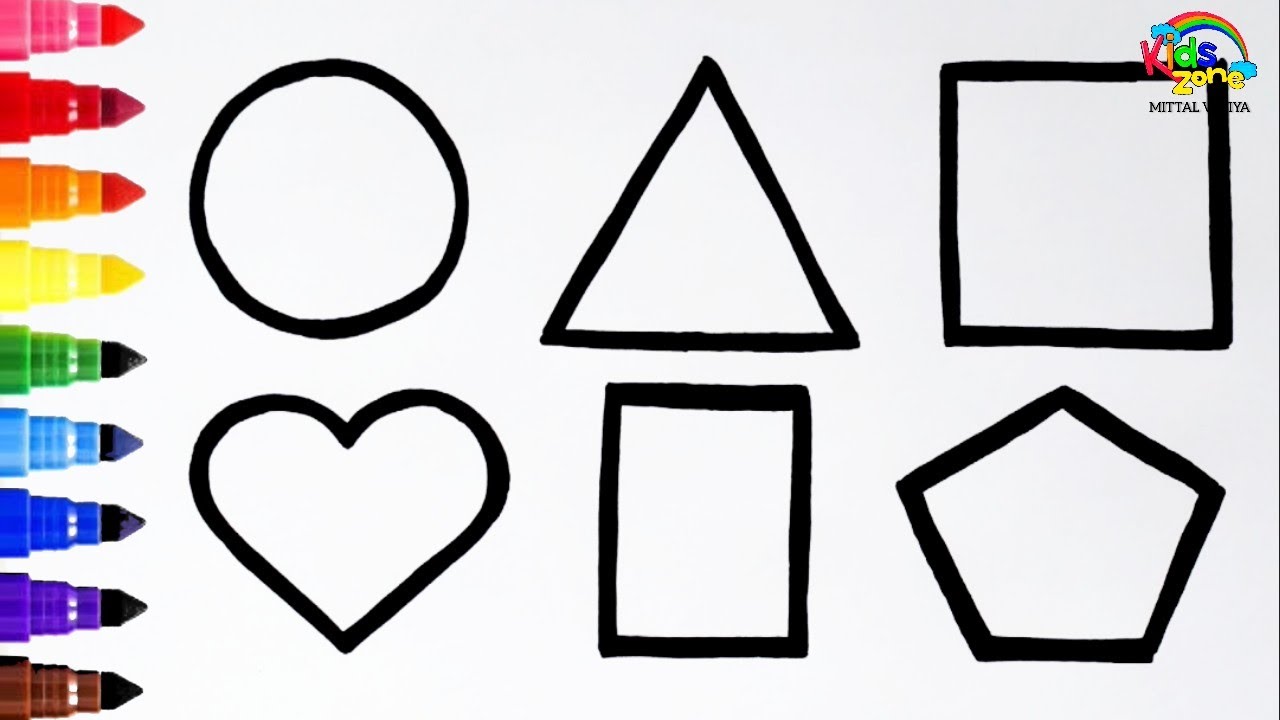 6 Geometric Shapes Drawing Colouring Painting for Kids & Toddler 🌈 ...