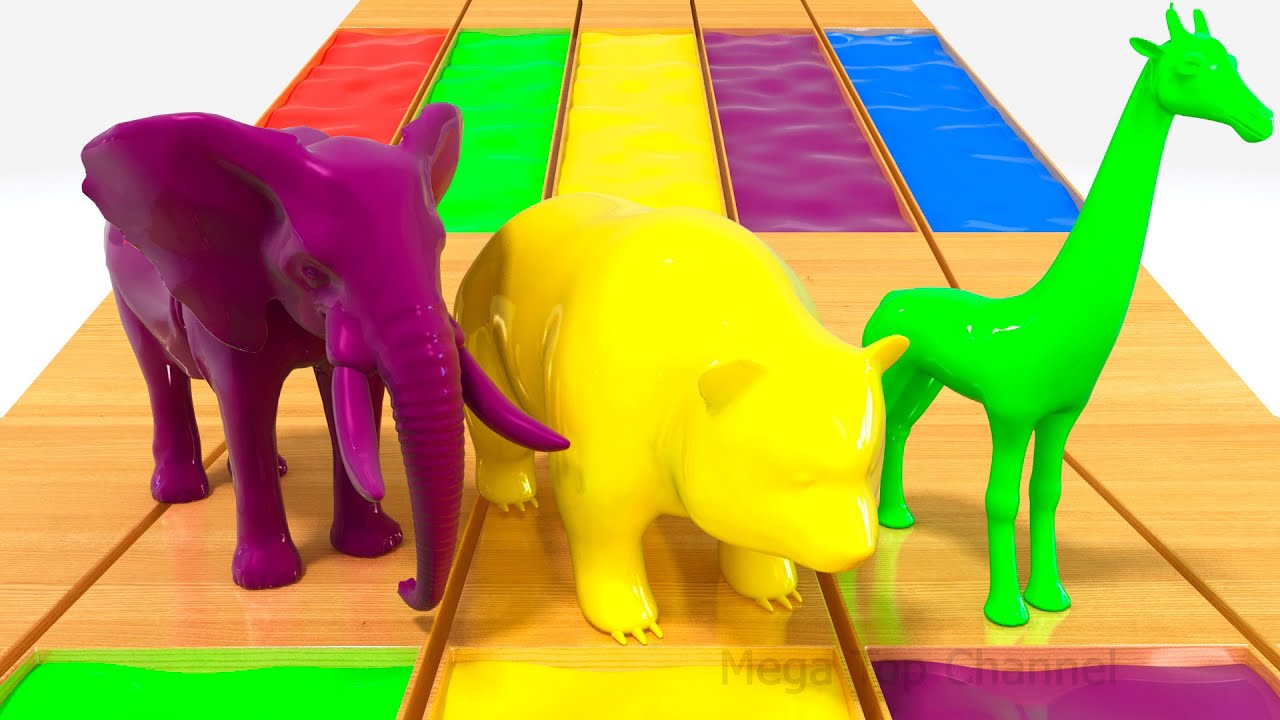 Animals in Pool with Magic Liquids | Learn Animals Names | Learn Colors ...