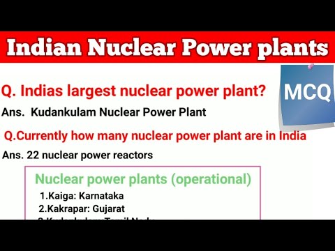 MCQ On Indian Nuclear Power plants/ Nuclear Energy Of India/Most ...