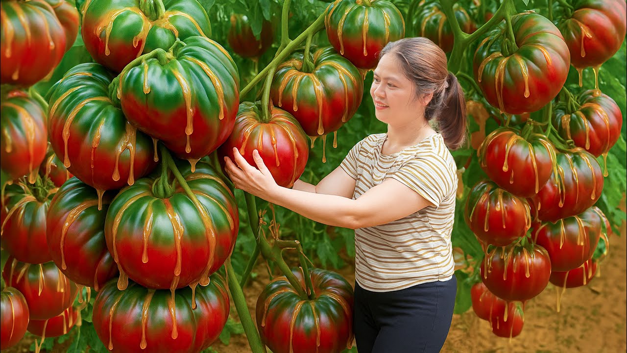 Harvesting Giant Lava Tomatoes to sell & Cooking Tomato Sauce with Tofu ...