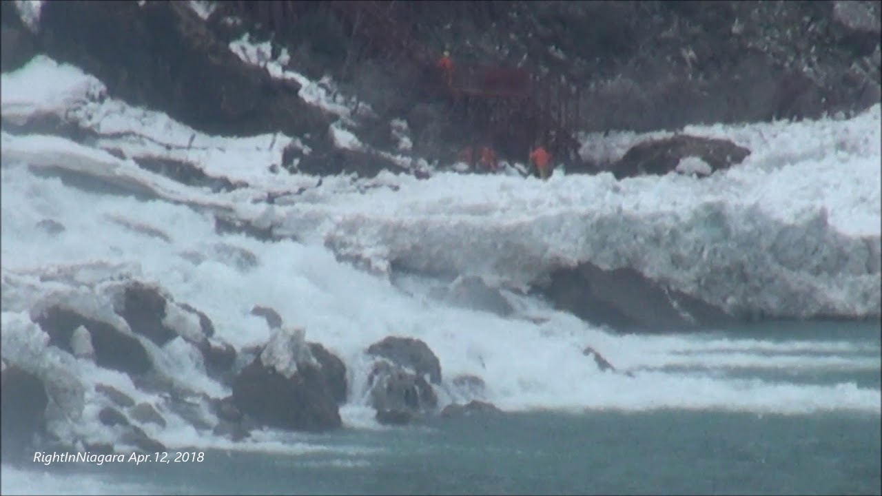 Ice Bridge at Niagara Falls (Apr.12, 2018) formed after removal of the ...