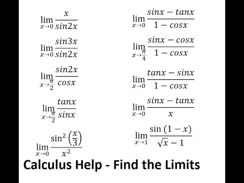 Calculus Help: Basic: limits: lim (x→0)⁡ x/sin2x, lim (x→0)⁡ sin3x/sin2x, lim (x→π/2)⁡ sin2x ...