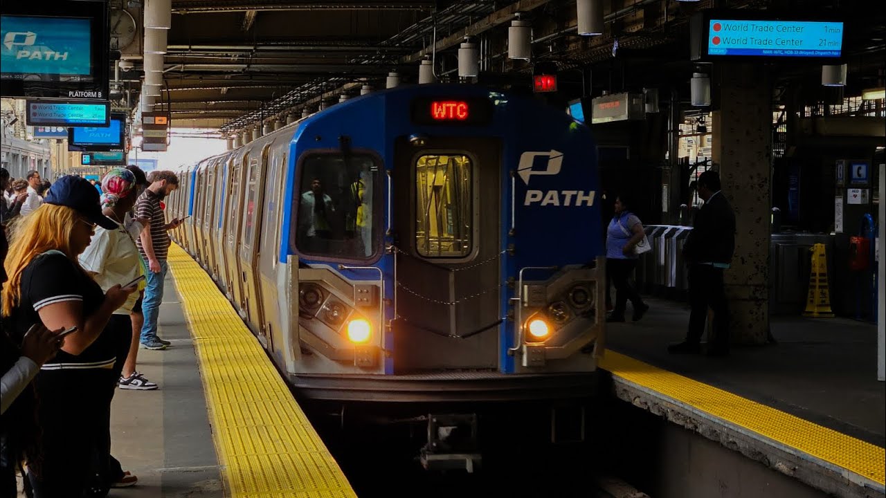ᴴᴰ⁶⁰ ᴴᴰᴿ World Trade Center-bound PATH train travels via Harrison Yard ...
