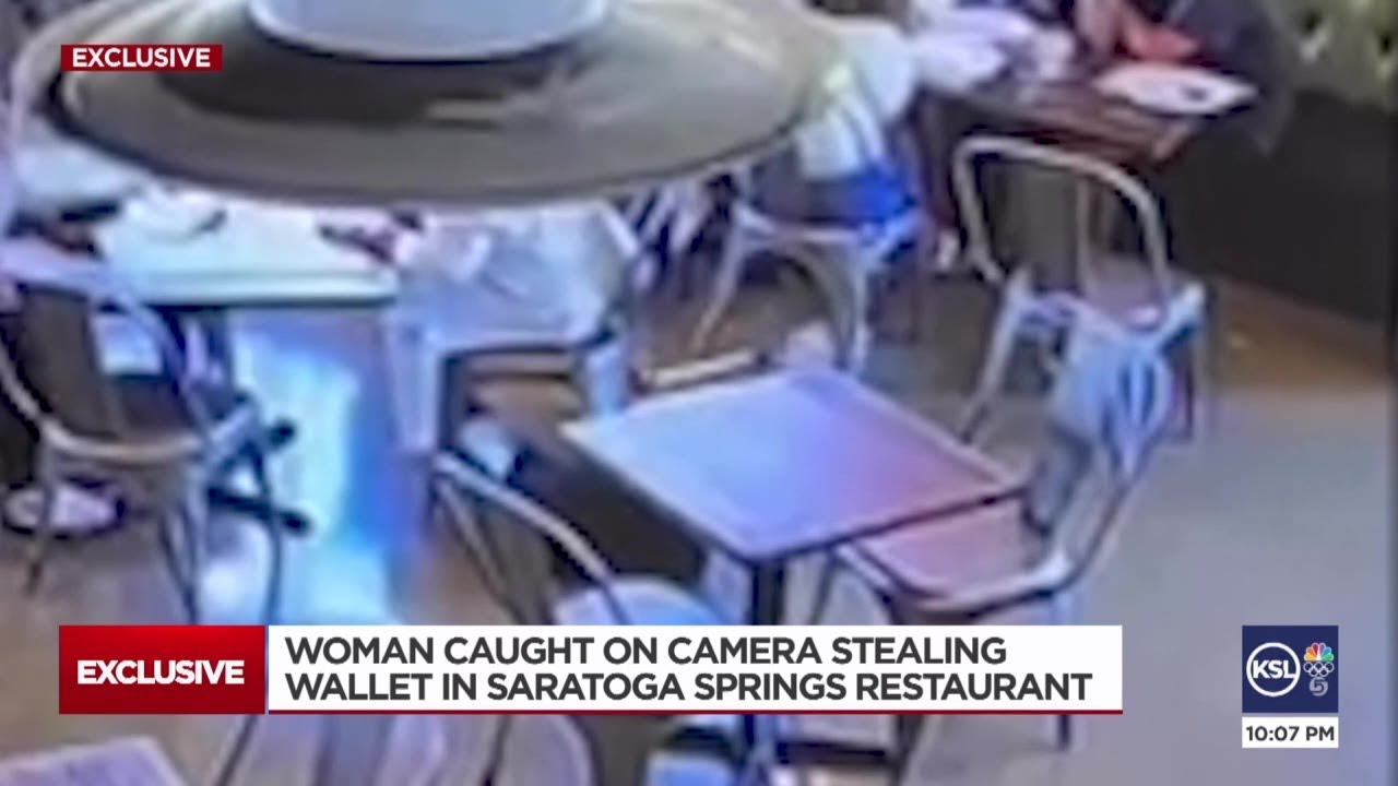 Woman caught on camera stealing wallet in Saratoga Springs restaurant - YouTube