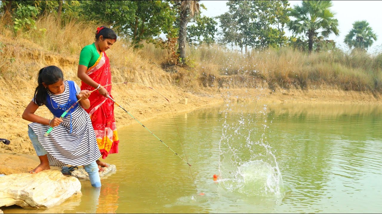 Village Lady Fishing | Two Village Lady In Our Pond Hook Fishing ...
