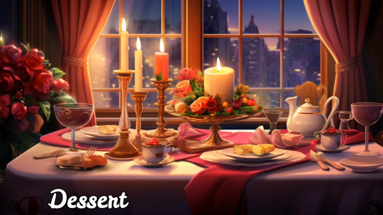Relaxing Dinner Music with Dessert Scene Background with Candles - YouTube