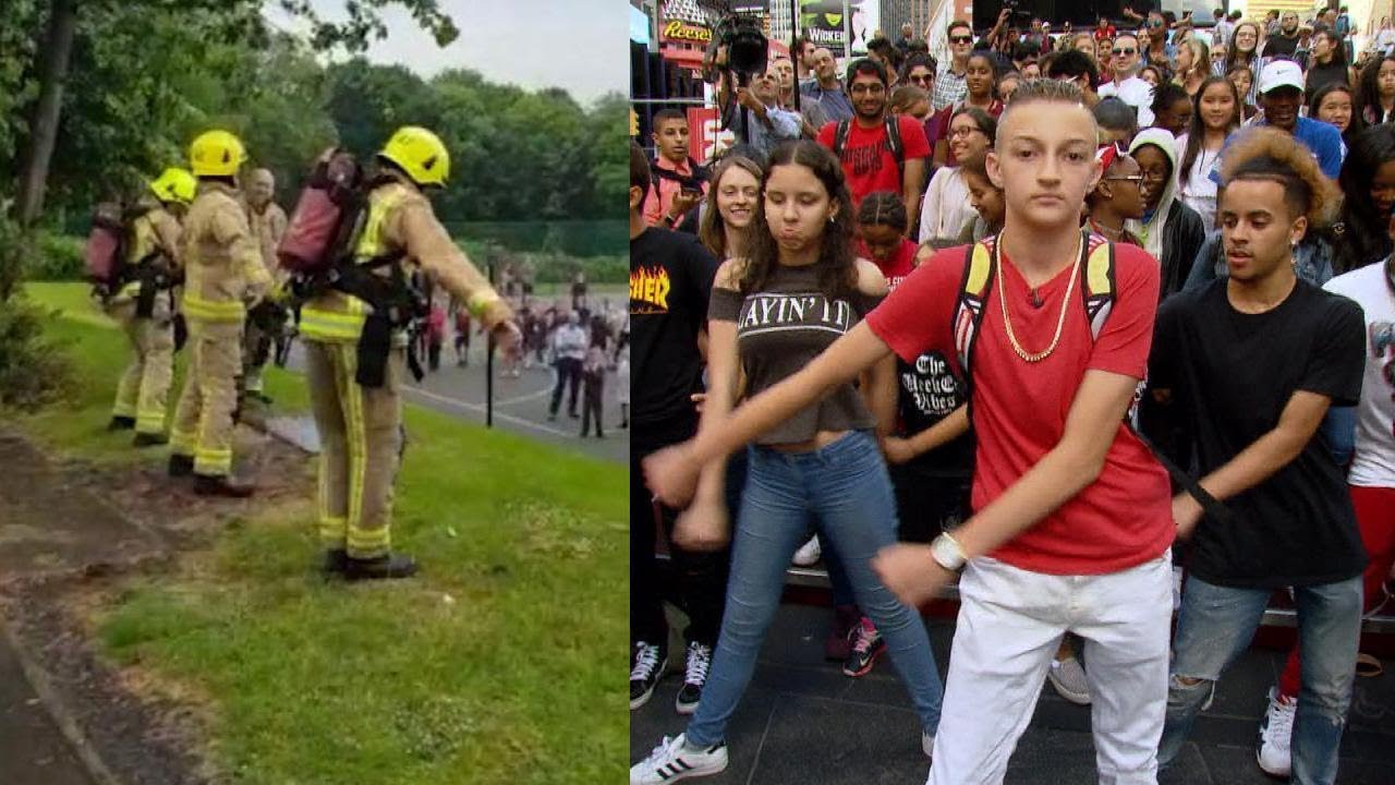 Firefighters Entertain Kids With 'Backpack Kid' Dance During Fire Drill ...