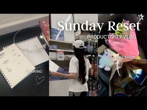 SUNDAY PRODUCTIVITY REST VLOG | deep cleaning, groceries, self care, art + reading