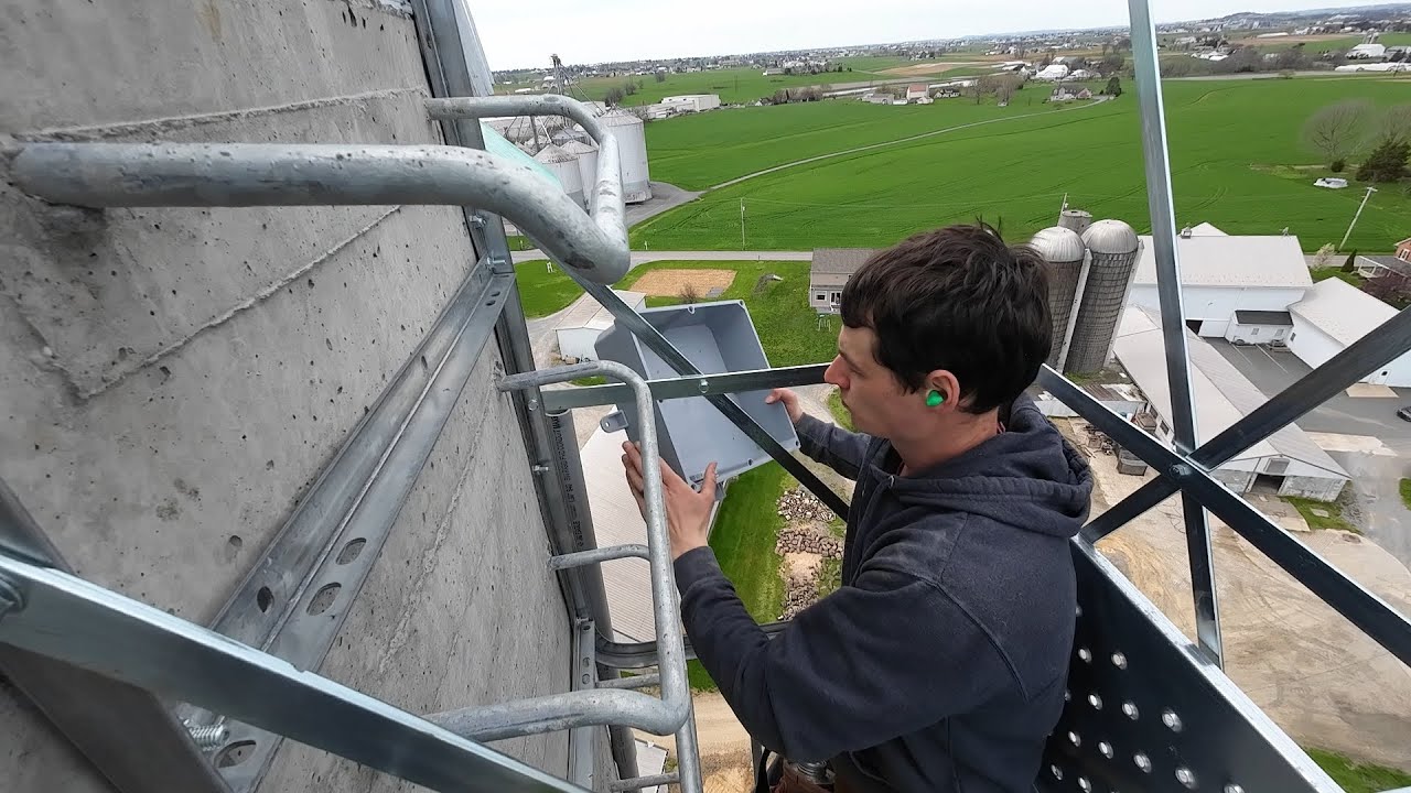 Running Electrical Conduit Up the New Silo - YouTube