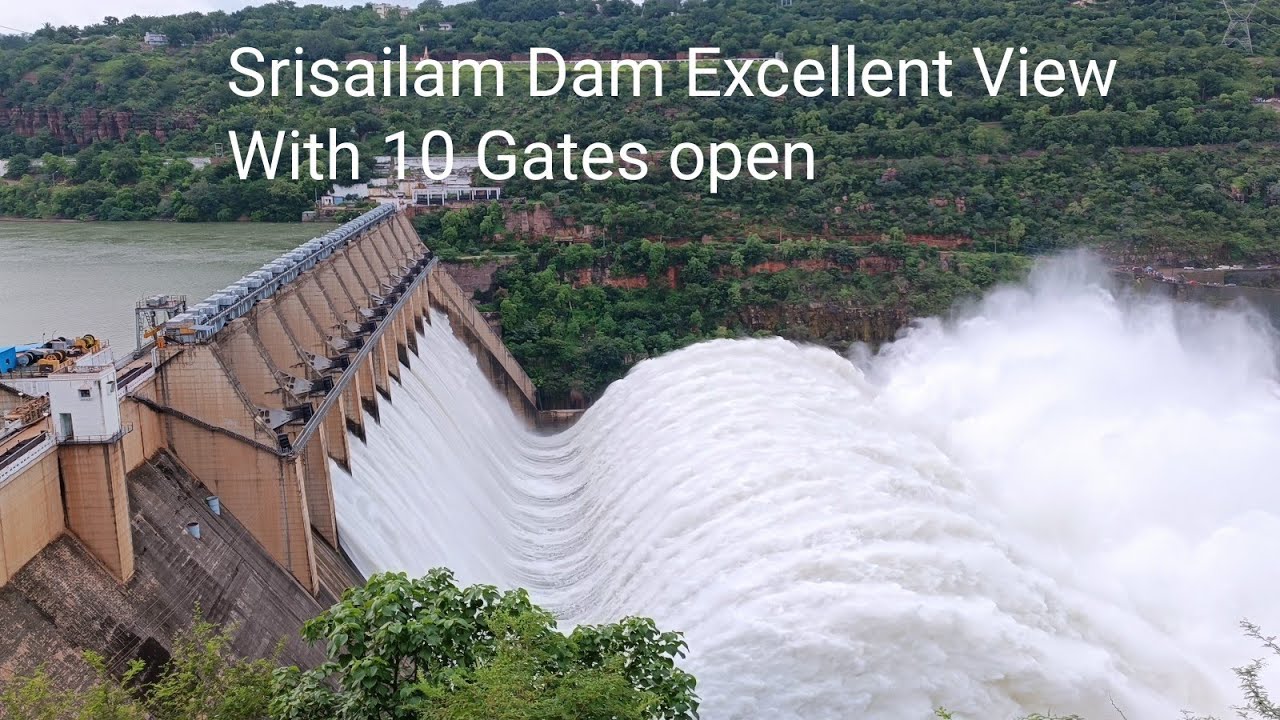 Srisailam Dam 10 Gates Open Excellent View With Water Fall Sound - YouTube