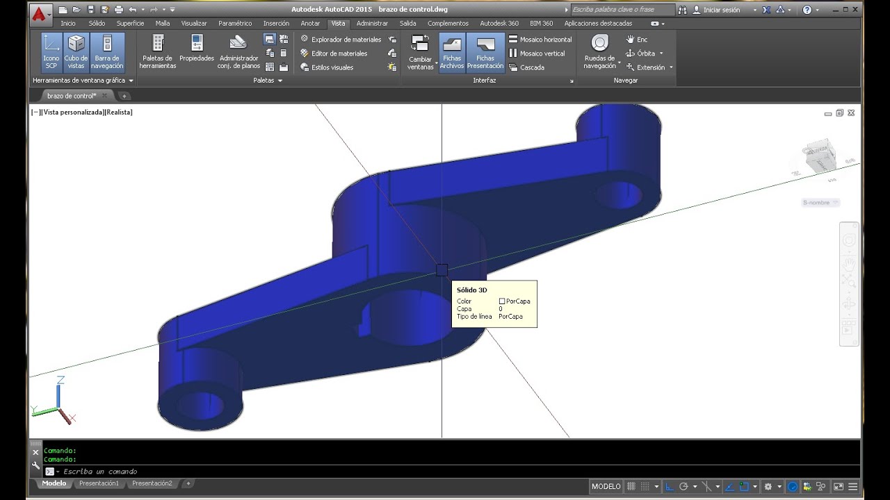 Brazo de control en AutoCAD 2015 - YouTube