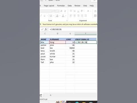 Create Email id in Excel #excel #exceltips #msexcel #msoffice# #mexcel #excelsolutions - YouTube