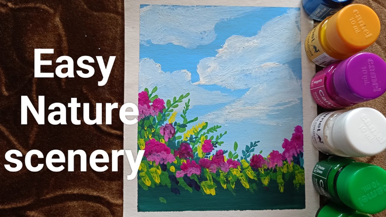 How to paint easy nature painting step by step for beginners||simple ...
