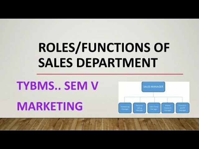 Sales Function Marketing Department