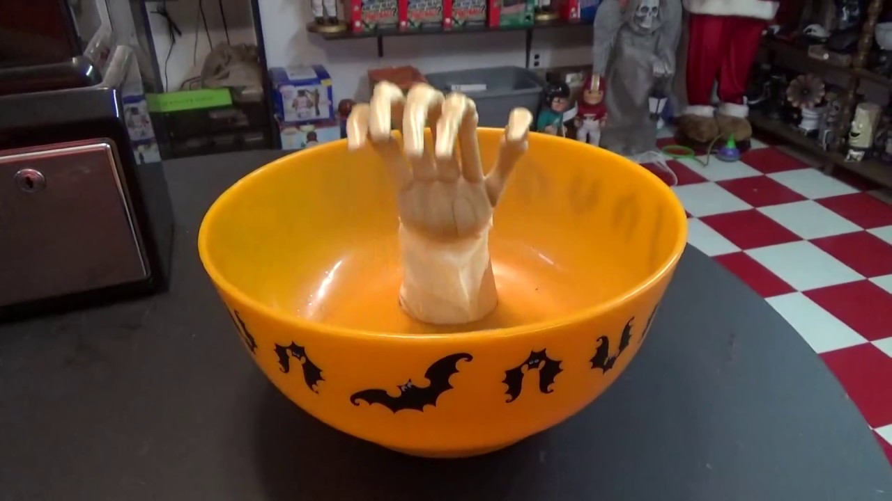 Gemmy Hand Candy Bowl (Skeleton In Orange Bowl) - YouTube