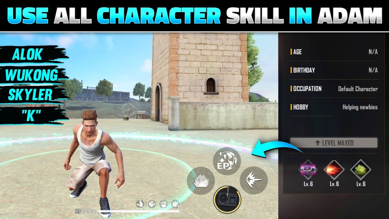 HOW TO USE ALL CHARACTERS IN ADAM FREE FIRE | USE DJ ALOK, SKYLER, K ...