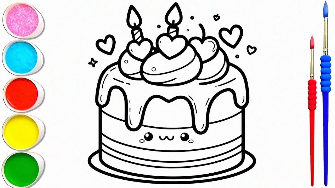 How to Draw cute Strawberry 🍓 Cake 🎂 Drawing, Painting & Colouring for ...