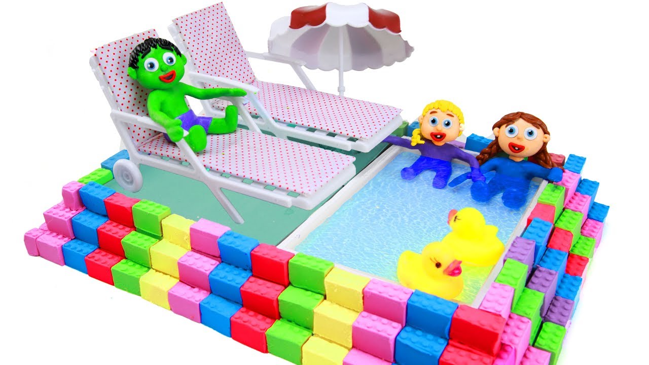 Hulk and Elsa Babies Play in the Pool | Play Doh Cartoons For Kids ...