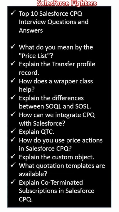 Salesforce CPQ Interview Questions and Answers ?#salesforcefighters #jobinterview - YouTube