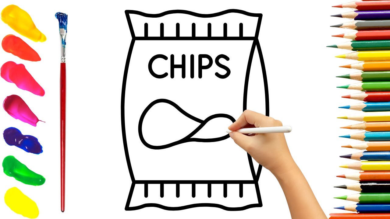 How To Draw cute CHIPS. EASY Drawing, Painting & Coloring For Kids and ...