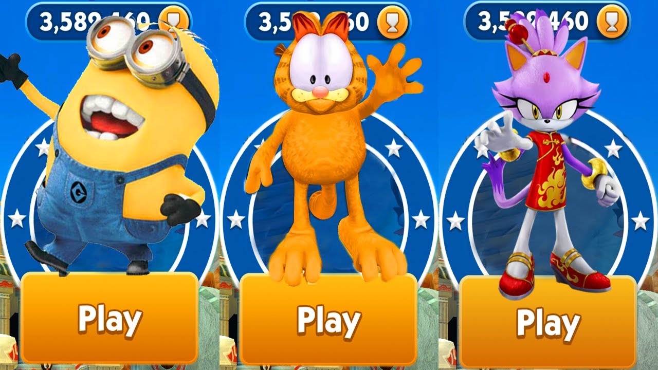 Minion Rush vs Garfield Rush vs Sonic Dash Gameplay - YouTube