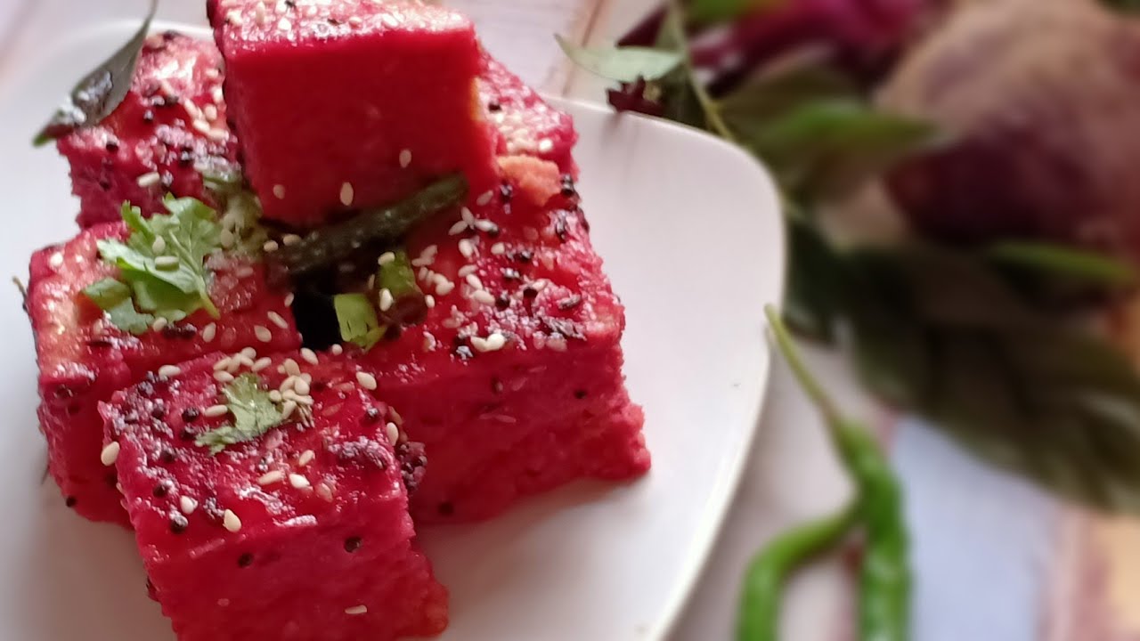 Beetroot instant dhokla healthy breakfast by fusion food - YouTube