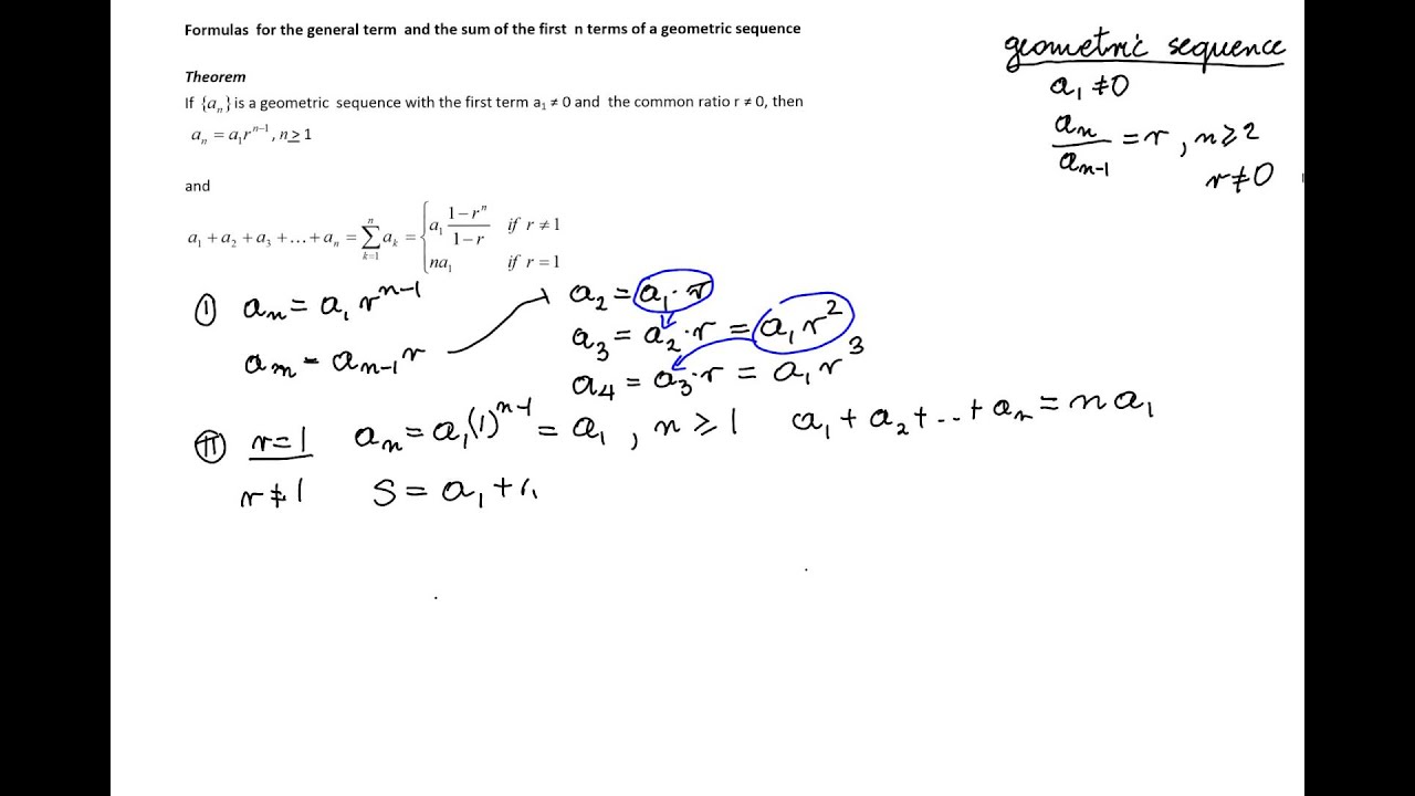 Formulas for the n th term and the sum of the first n terms of a ...