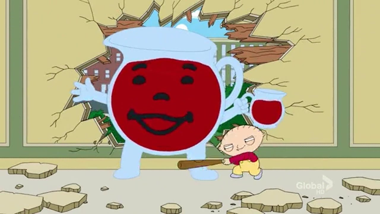 Family Guy - Evil Stewie shatters Kool-Aid Man - YouTube