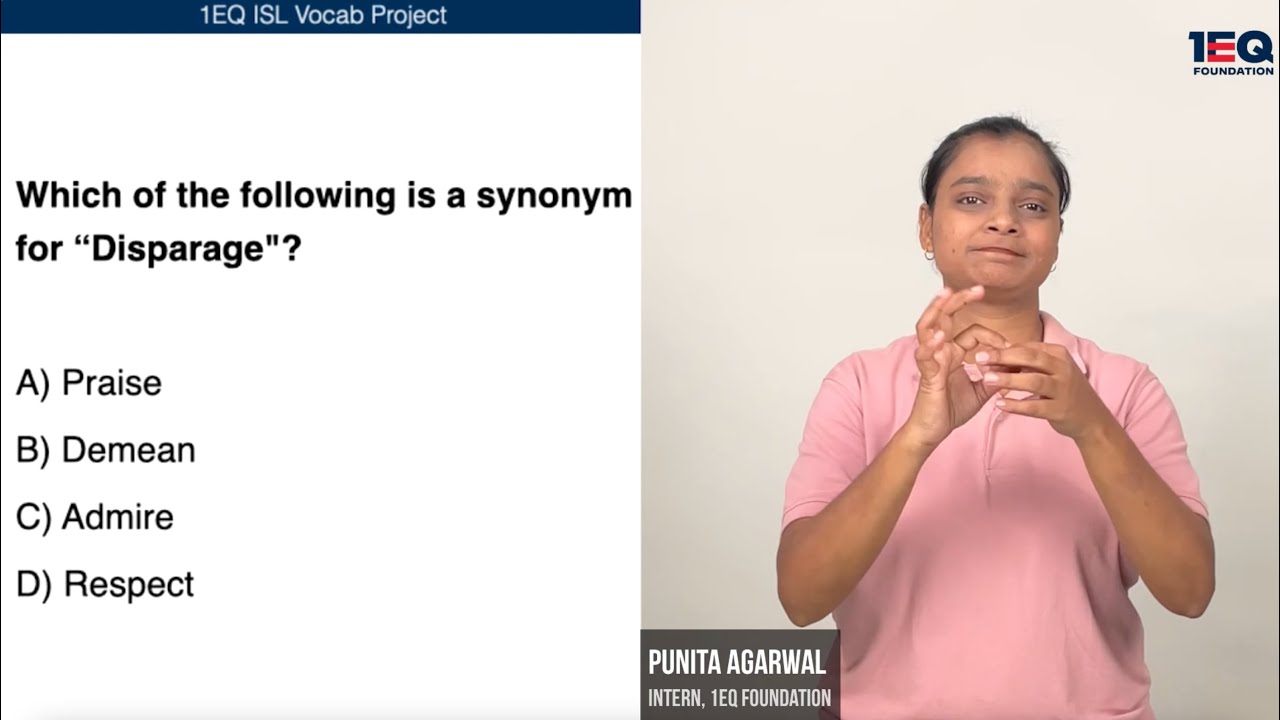 Disparage | 1EQ ISL Vocab - YouTube