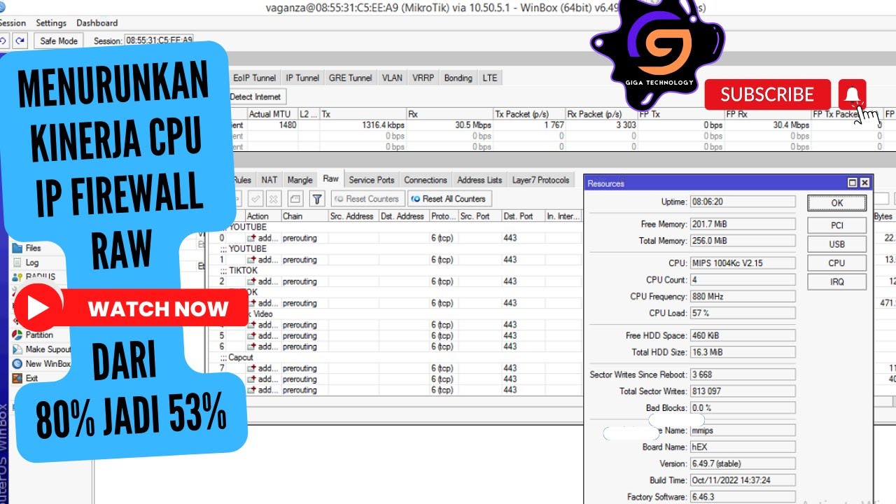 Menurunkan Kinerja CPU di IP Firewall RAW - YouTube