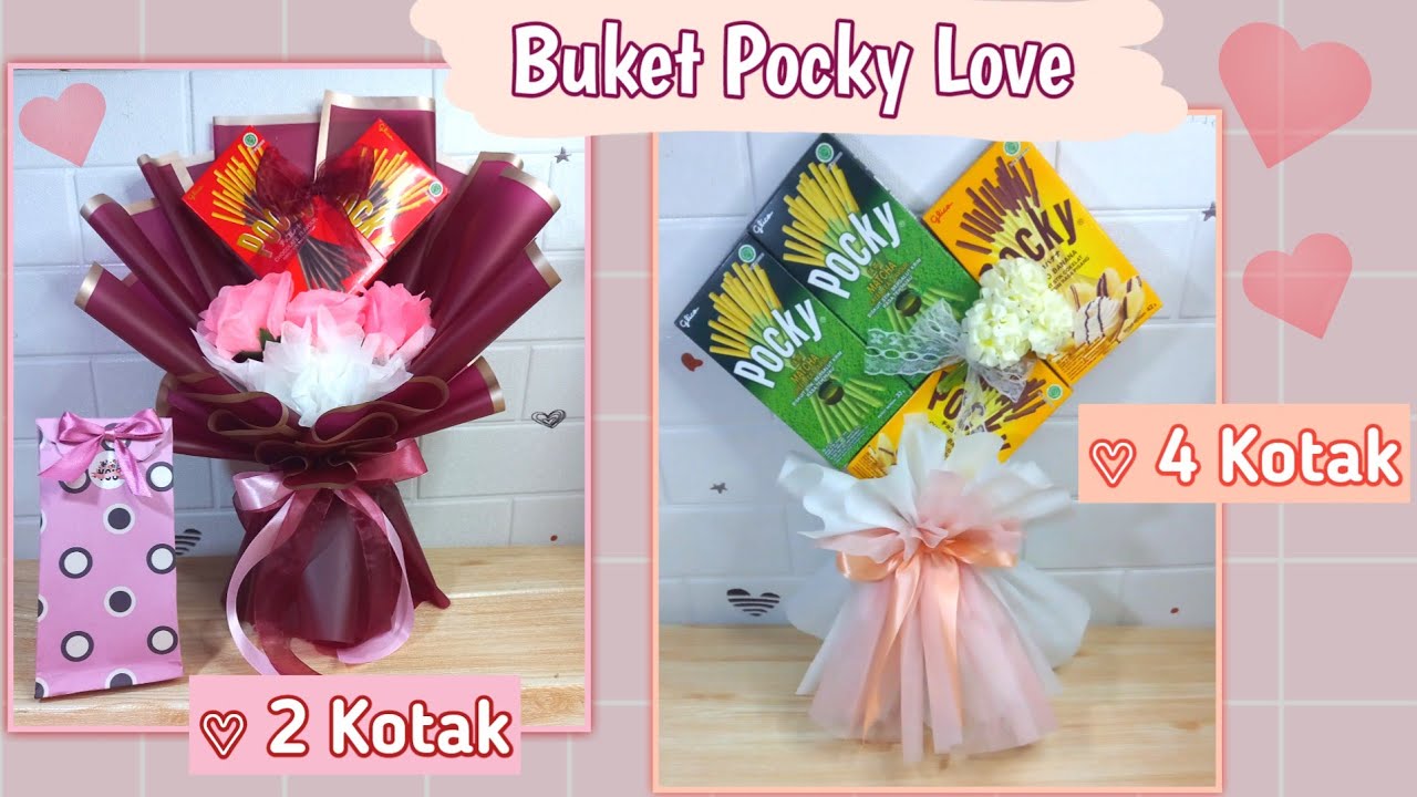 Pocky Love 4 Kotak dan 2 Kotak || Tutorial Buket Pocky Bentuk Hati ...