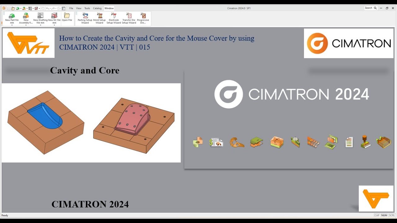 How to Create the Cavity and Core for the Mouse Cover by using CIMATRON 2024 | VTT | 015 - YouTube