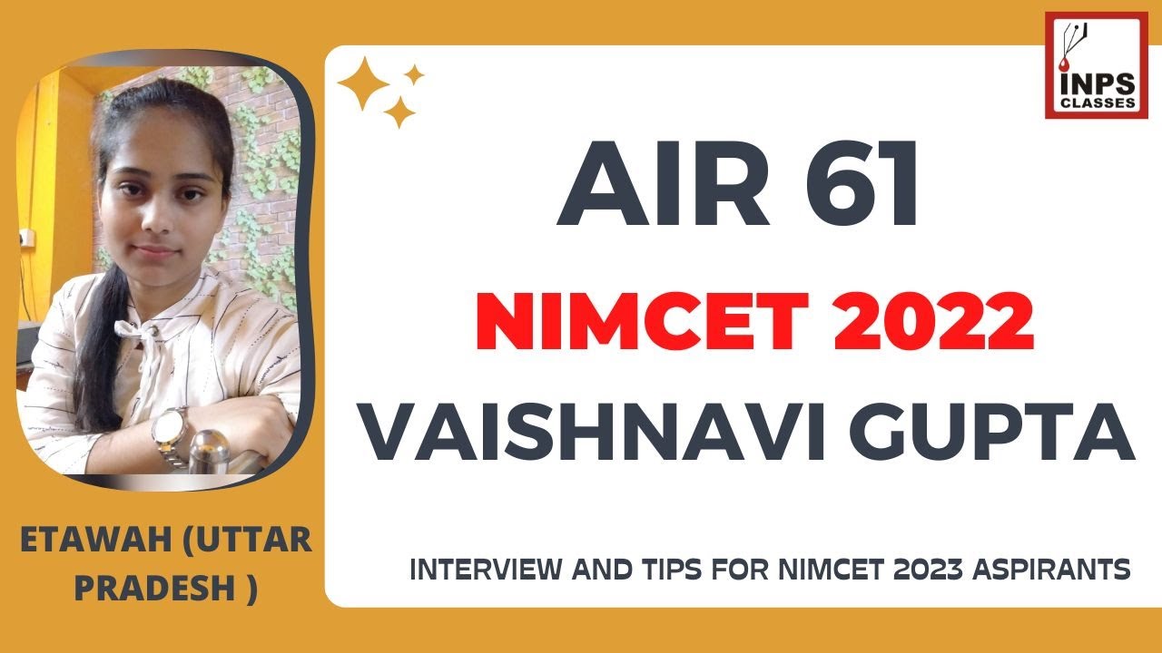 AIR 61 || NIMCET 2022 TOPPER || VAISHNAVI GUPTA || INPS CLASSES || TIPS ...