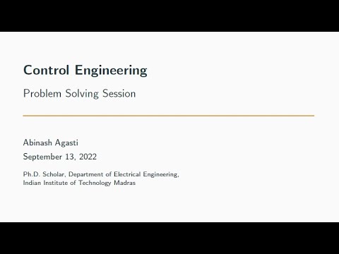 Control Engineering - NPTEL Problem Solving Session 7 - YouTube
