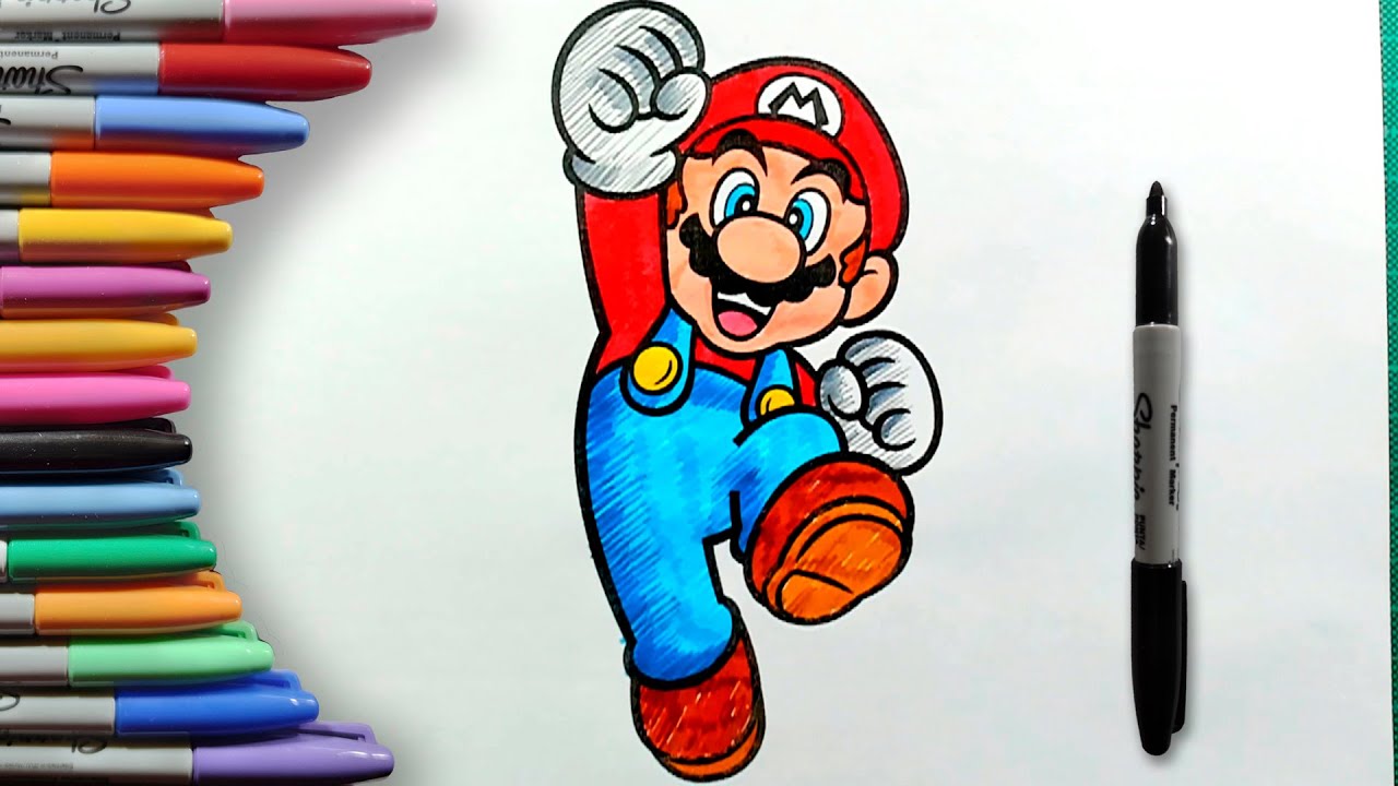 Cómo Dibujar y Colorear a Mario Paso a Paso Fácil para Niños y ...