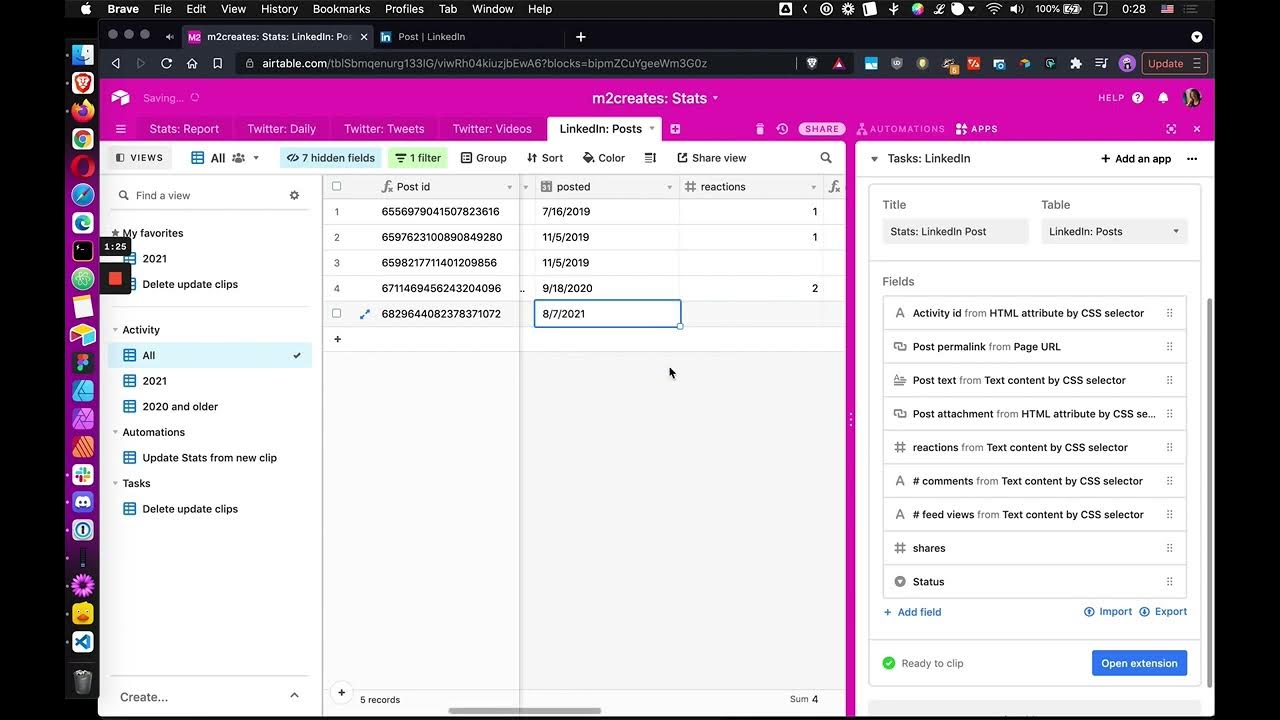 Using Airtable as an Analytics Hub: LinkedIn Web Clipper - New Post - YouTube