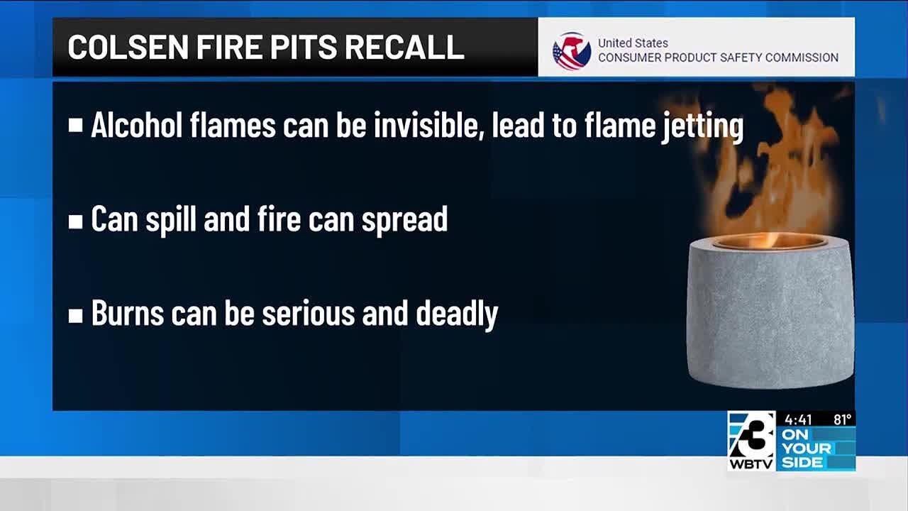 Colsen recalls tabletop fire pits over reported safety issues - YouTube