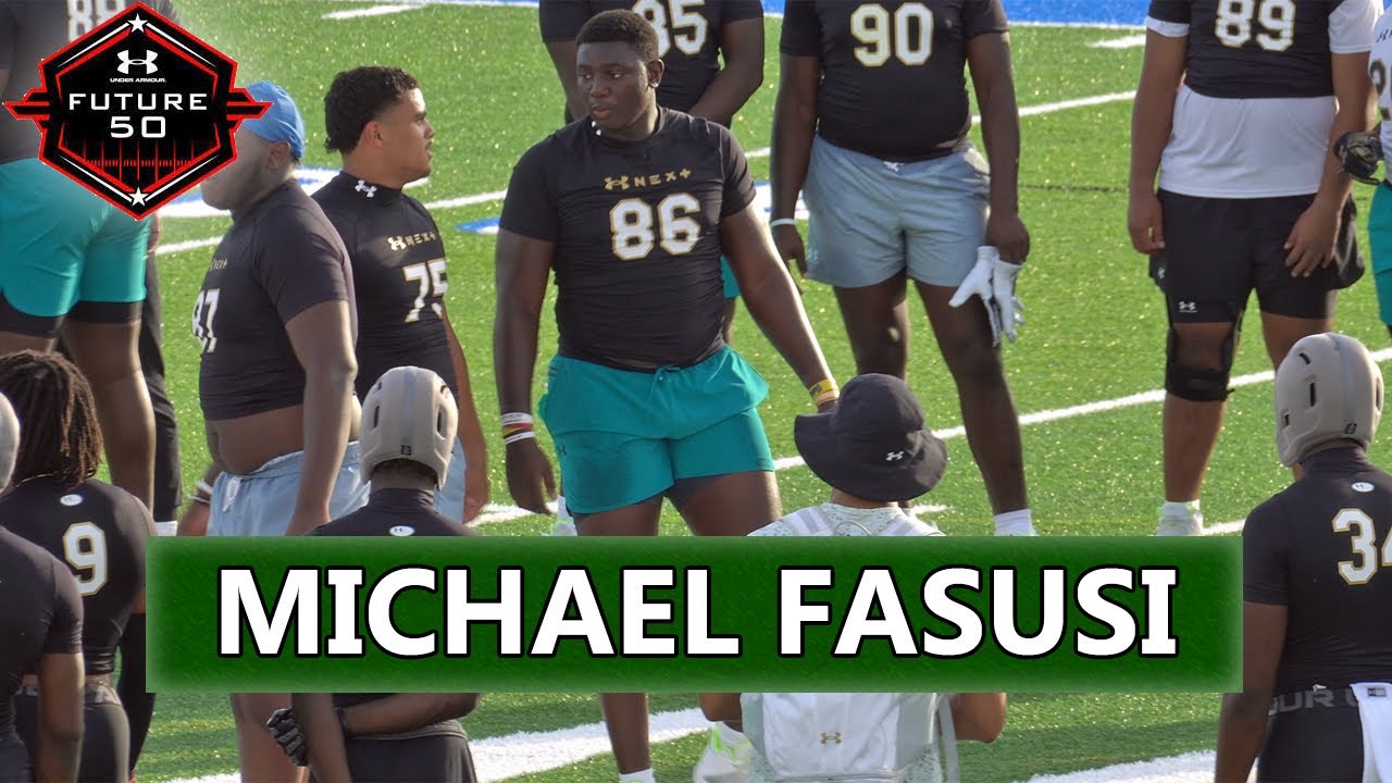 Lewisville (TX) 2025 OL Michael Fasusi in Big Man Challenge at UA Next ...